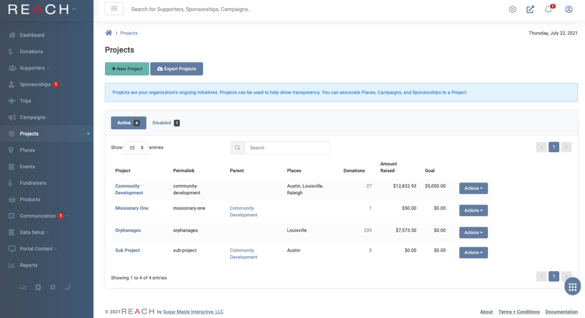 Adding a Project - REACH®