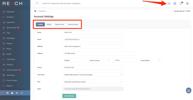Account Settings - REACH®