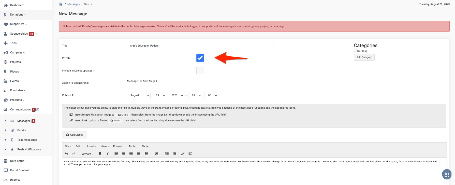 Sponsorship Privacy Options - REACH®