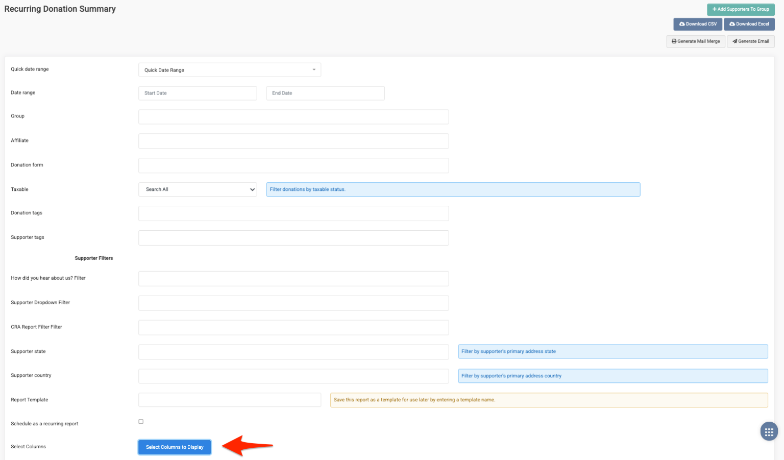 Recurring Donation Summary Report - REACH®