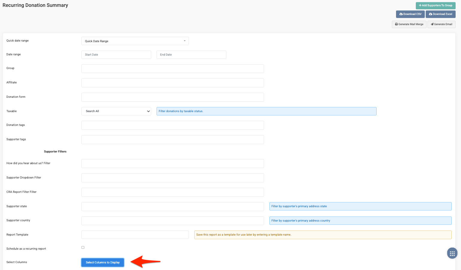 Recurring Donation Summary Report - REACH®